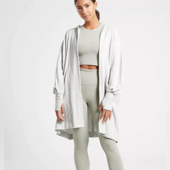 Athleta | Sweaters | Athleta Mantra Wrap Sweater Light Grey Heather ...